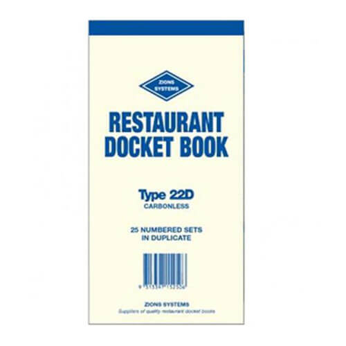 Buy 22 LINE Zions Carbonless Duplicate Restaurant Docket Book - MyDeal ...