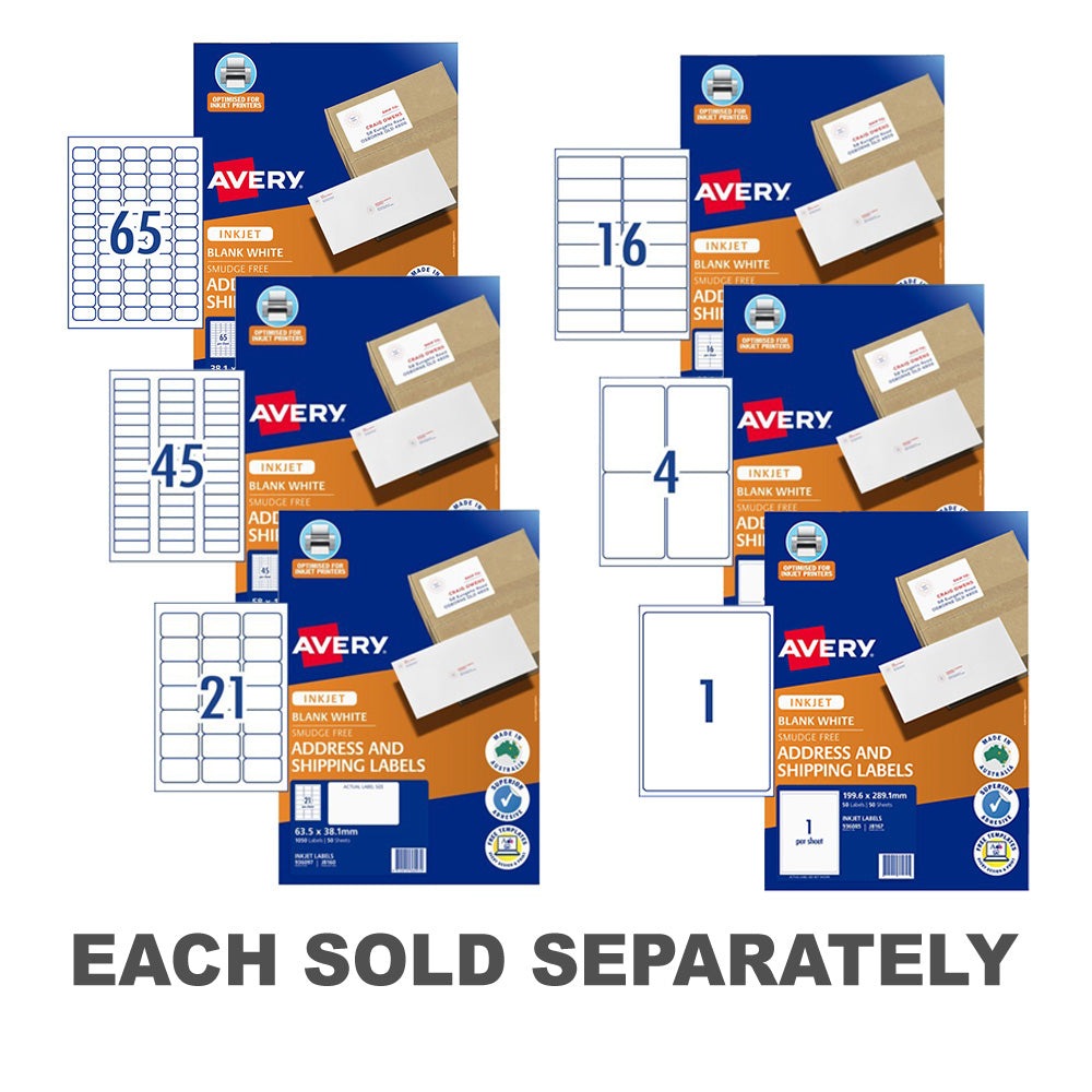 Buy Avery Label for Inkjet Printer 50pcs - MyDeal Australia
