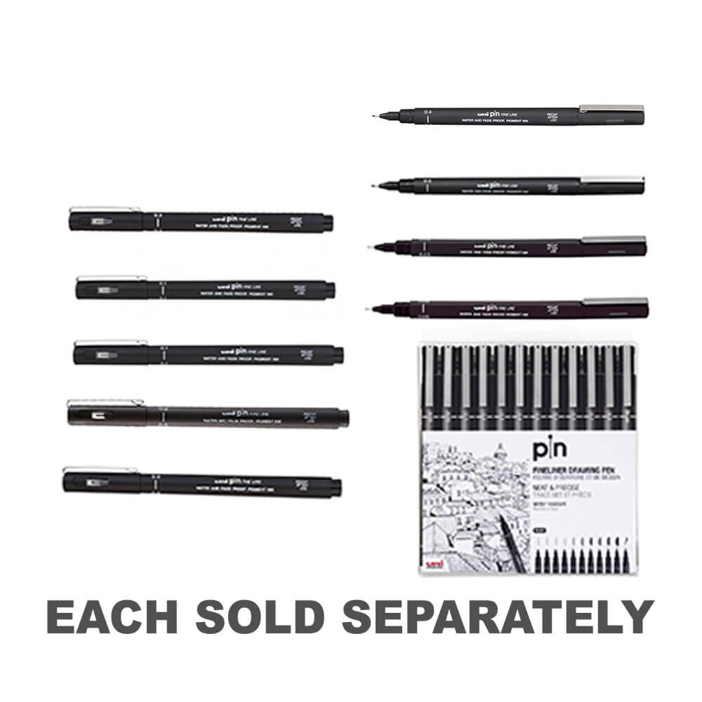 Buy Uni Pin Fine Line Drawing Pen 12pcs (Black) - MyDeal Australia