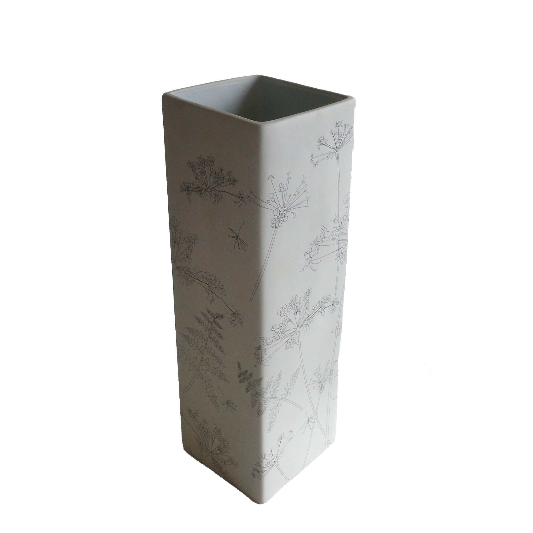 Buy White Rectangle Vase with flower etching - MyDeal Australia
