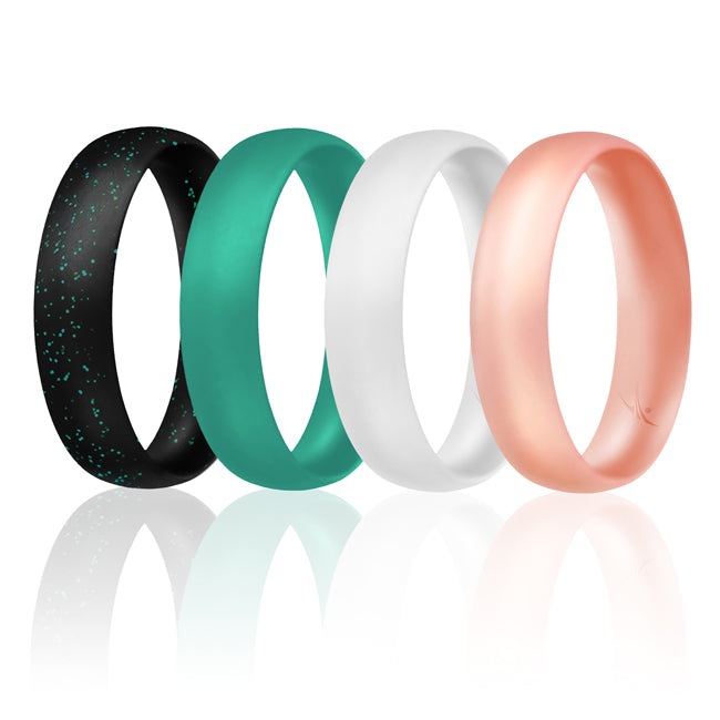 Buy Silicone Wedding Ring - Dome Style Thin Comfort Fit Set by ROQ for ...