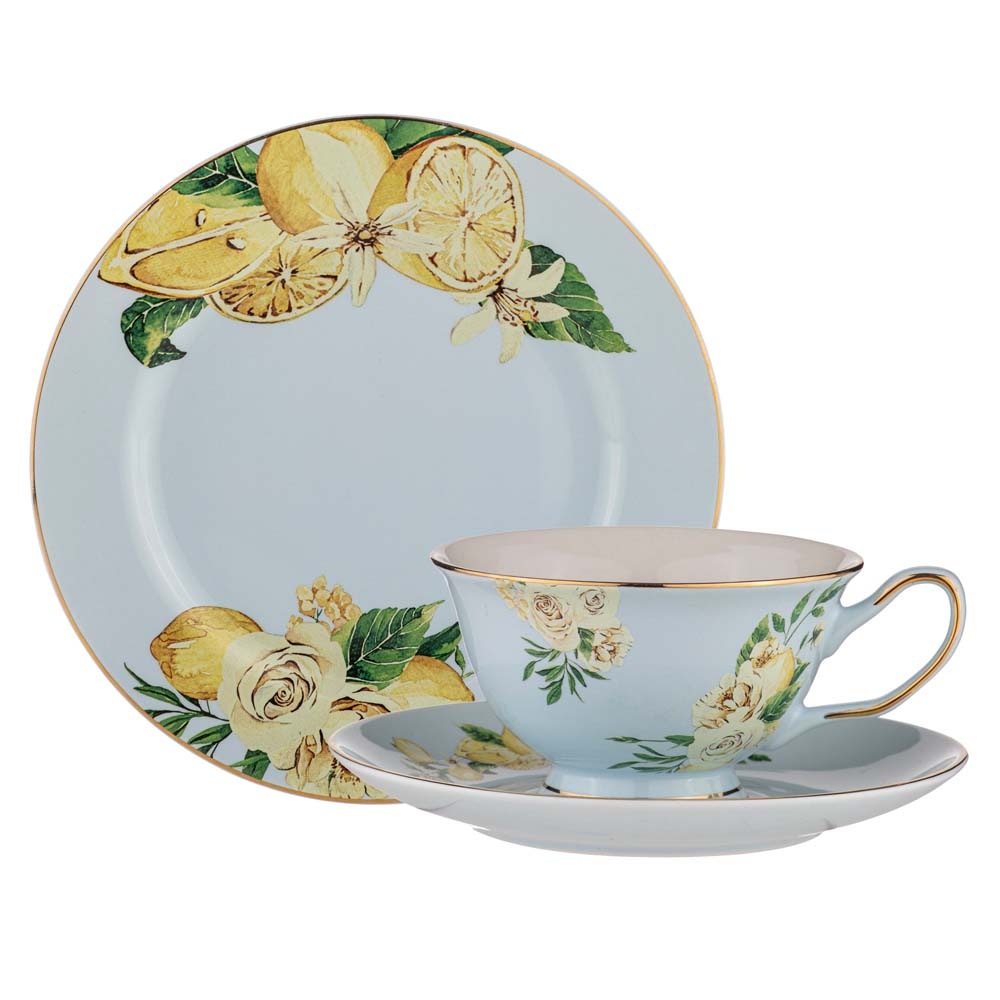Buy Ashdene Citrus Blooms Trio Cup Saucer & Plate Set - MyDeal Australia