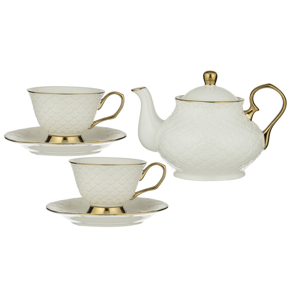 Buy Ashdene Ripple Teapot & Teacup Set - White - MyDeal Australia