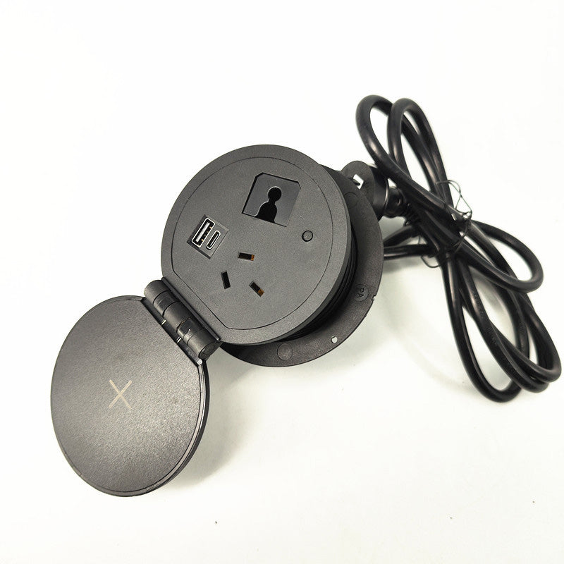 Buy Round In Desk Power, Wireless Charging & USB Cable Cubby Management ...