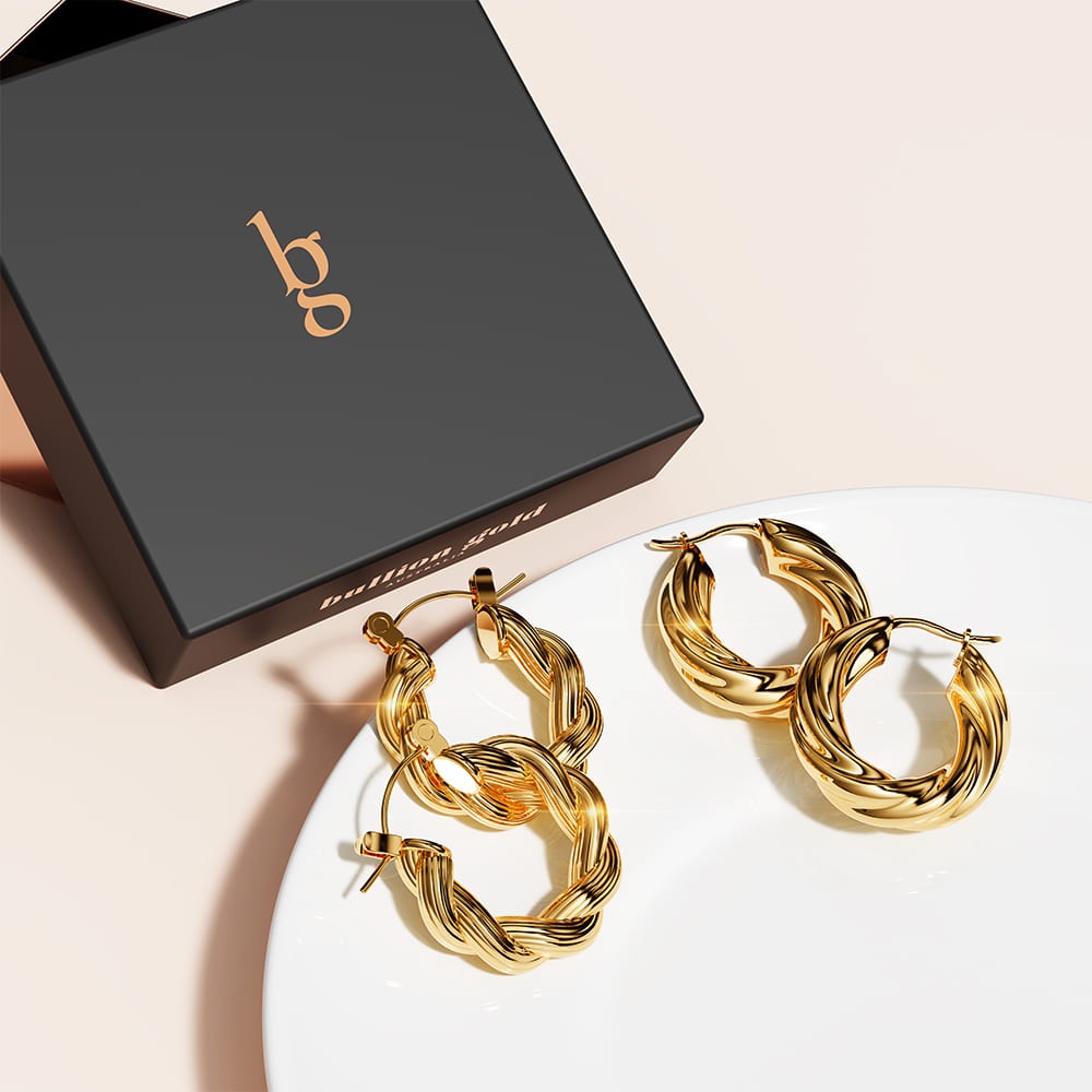 Buy Boxed Celia and Thea Twisted Hoop Earrings Set - MyDeal Australia