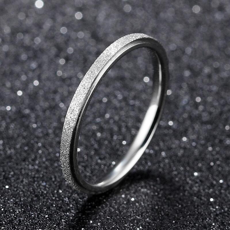 Buy Glitter Textured Stackable Band Ring in White Gold Layered Steel ...