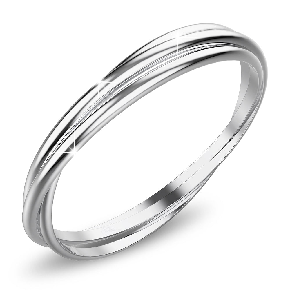 Buy Solid 925 Sterling Silver 3 in 1 Interlink Wedding Ring - MyDeal ...