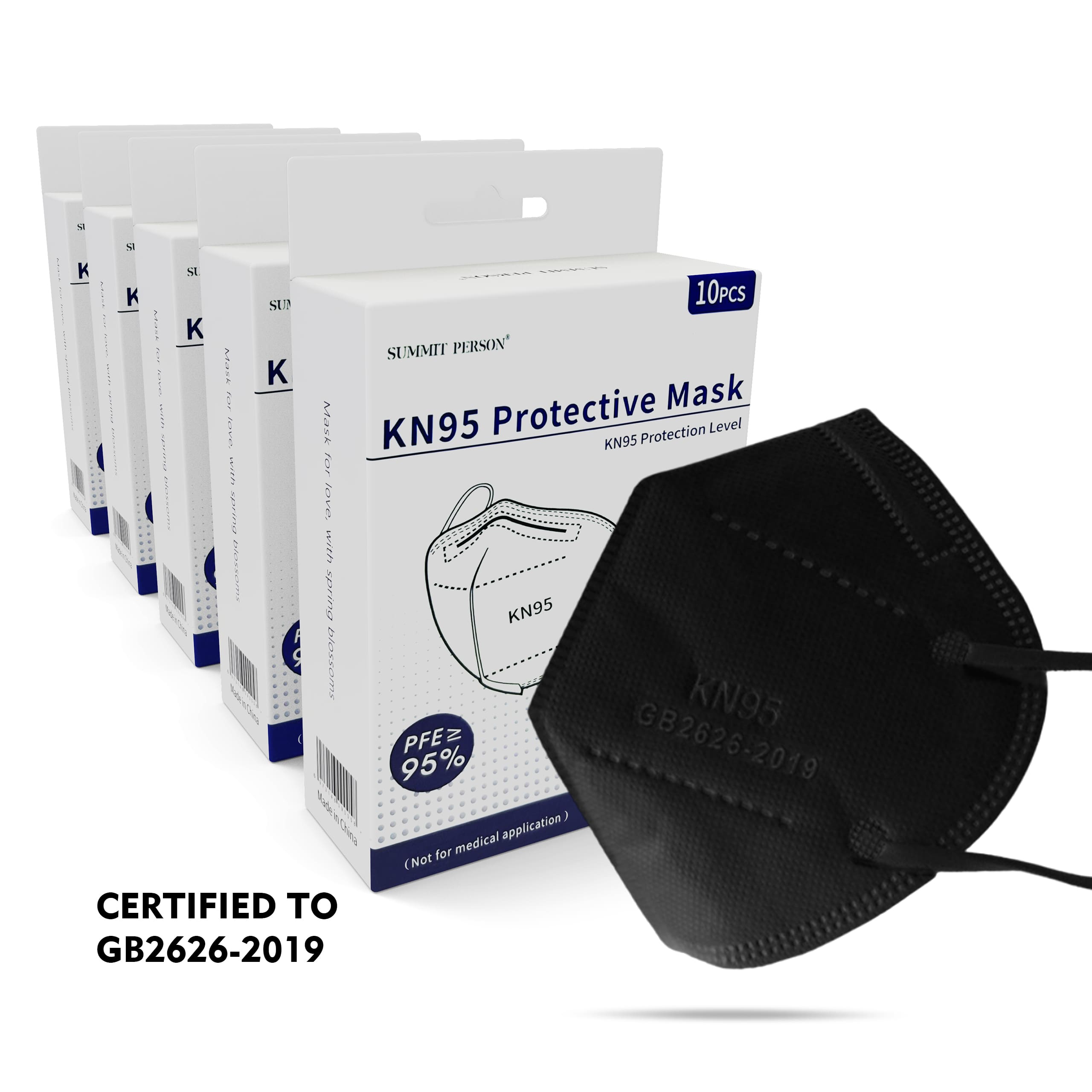 Buy Certified N95 KN95 Summit Respirators Face Mask - 5 Layers 3D Design - 50PCS Black - MyDeal ...