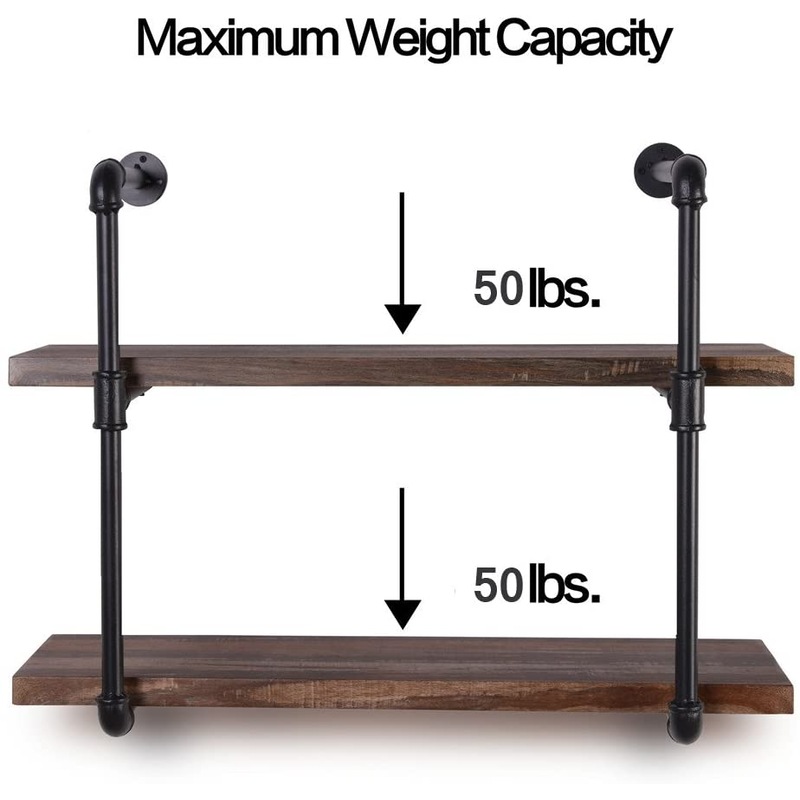 Buy EZI 2 Tier Vintage Industrial Pipe Wall Shelf Retro Brown - MyDeal