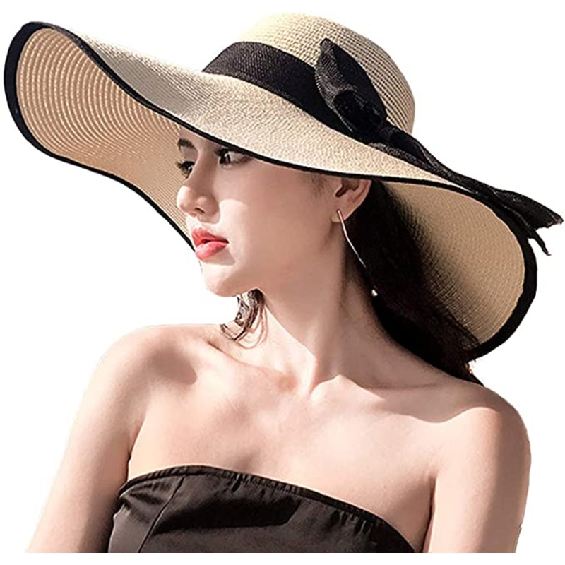 Buy Womens Folable Floppy Hat Wide Brim Sun Protection Straw Hat