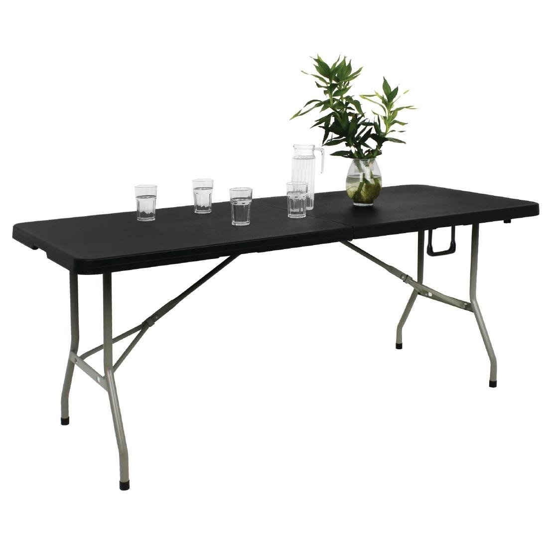 Buy Bolero Centre Folding Utility Table 6ft Black - Commercial Folding ...