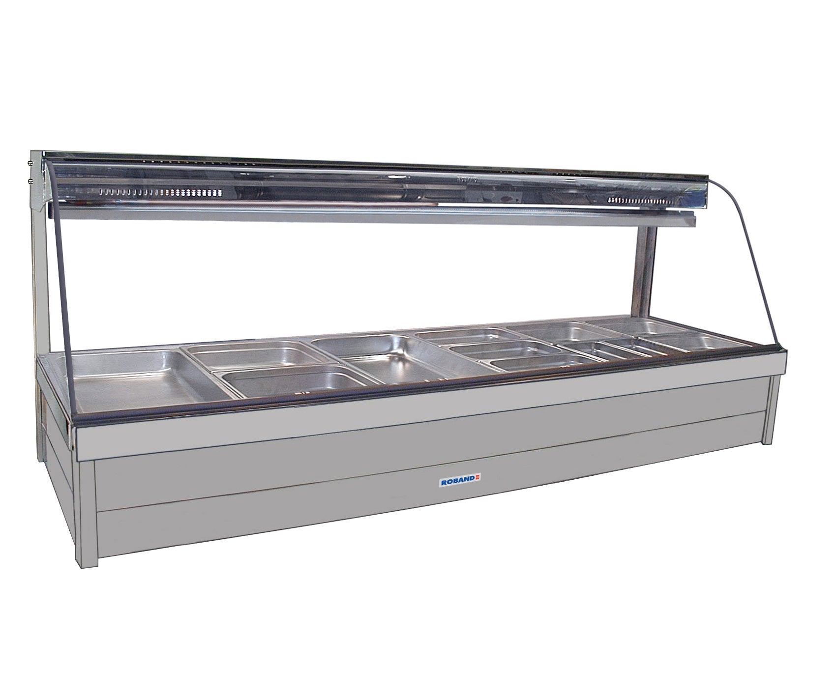 Buy Roband Curved Glass Hot Food Display Bar, 12 pans double row with ...