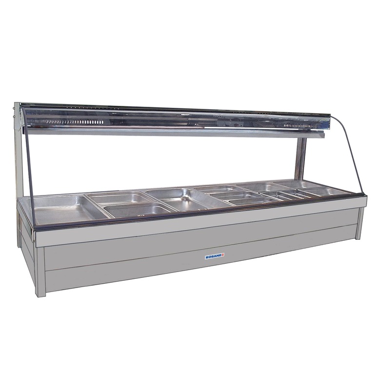 Buy Roband Curved Glass Hot Food Display Bar, 12 pans double row with ...