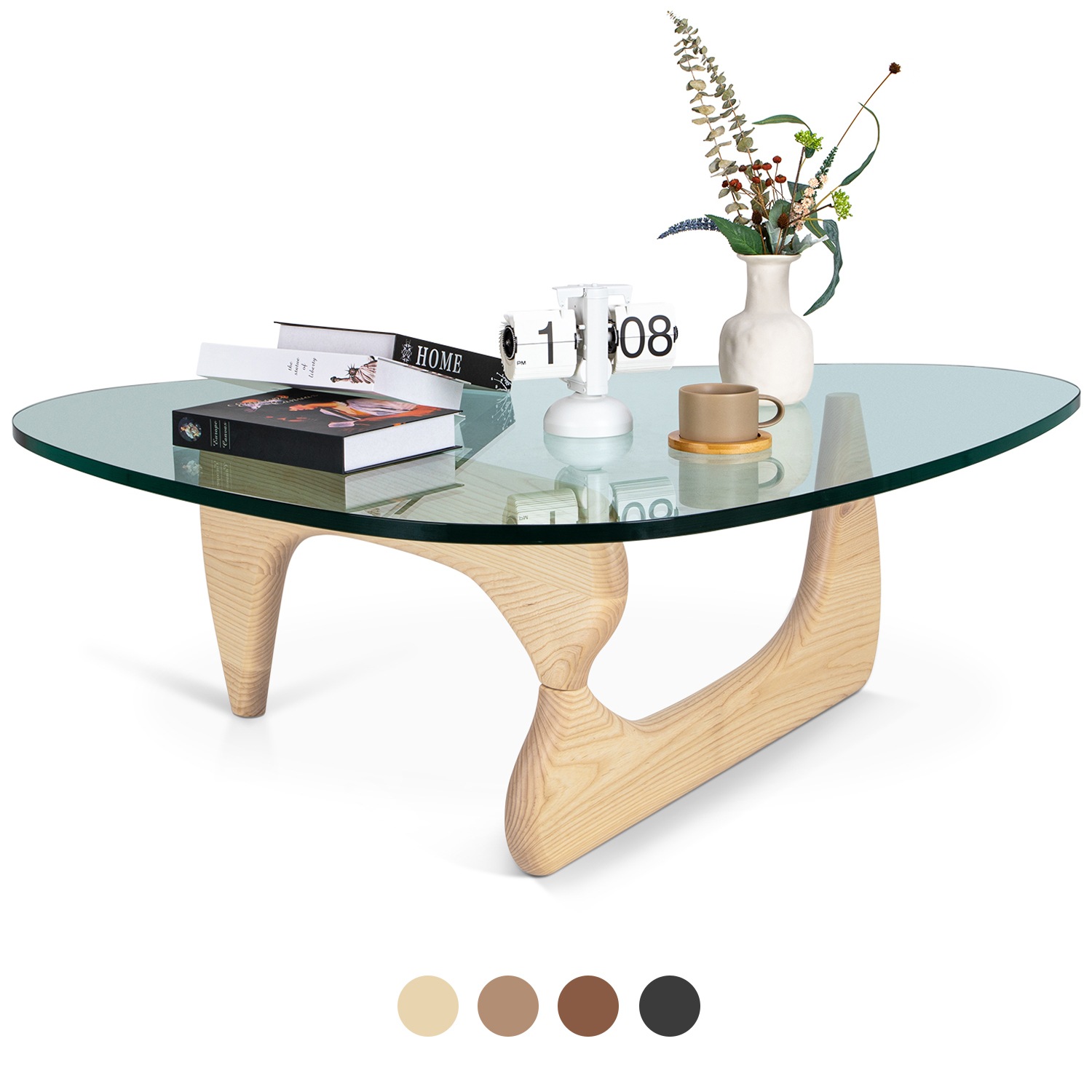 Buy Isamu Noguchi Style Coffee Tables Triangle Glass Side Table with ...