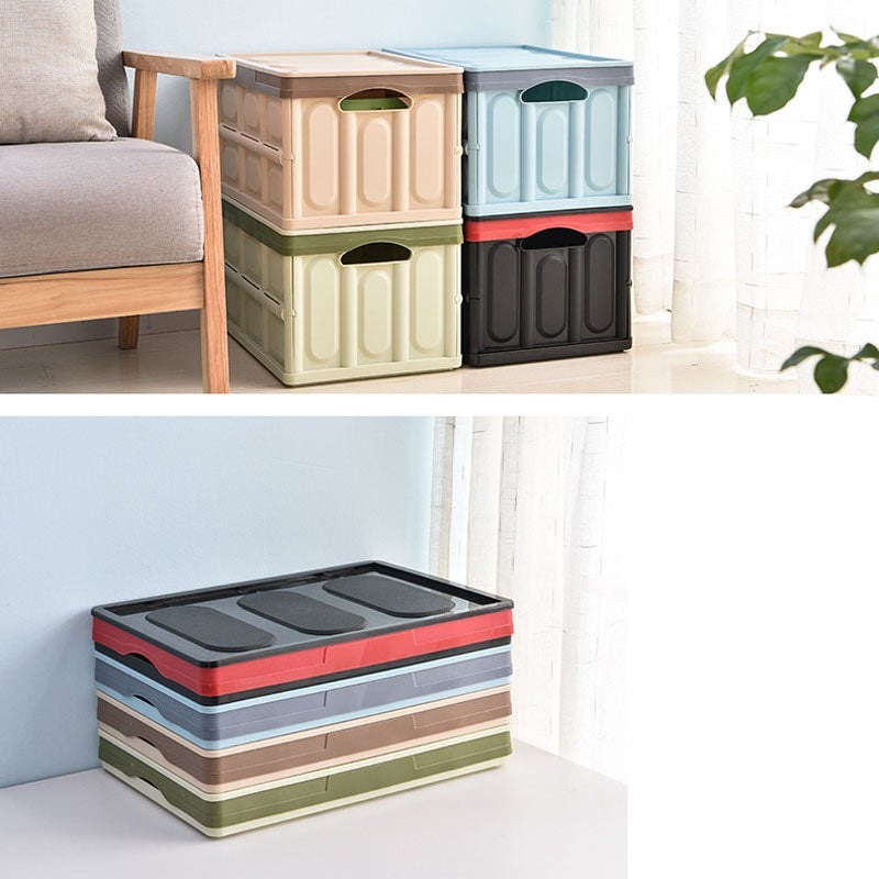 3 x 56L Collapsible Storage Bins w/ Lids Folding Plastic Stackable ...