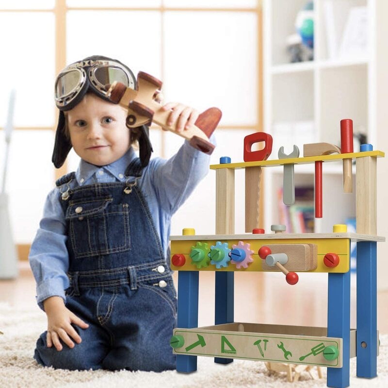 Kids Tool Stand Set Wooden Workbench Toy Pretend Play | Buy Toy ...