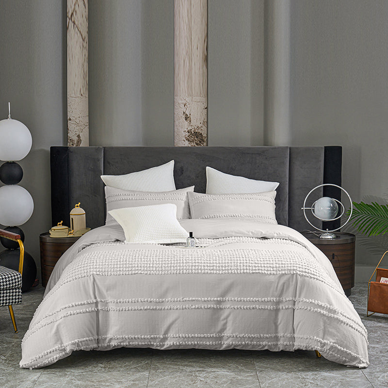 Buy 100% Cotton Tufted Stripe Pattern Stone Beige Colour Quilt Doona ...