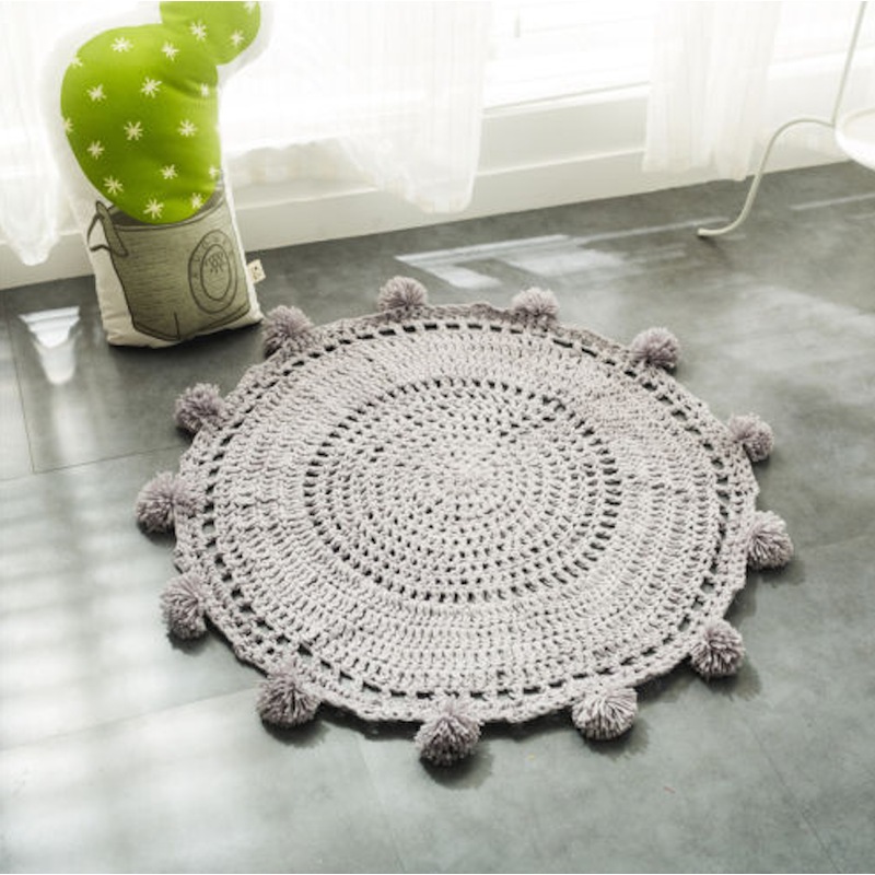 Buy 100% Handmade PomPom Acrylic Floor Rug Mat - MyDeal