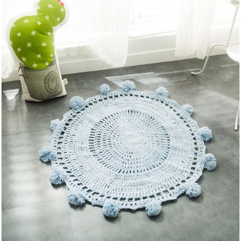 Buy 100% Handmade PomPom Acrylic Floor Rug Mat - MyDeal