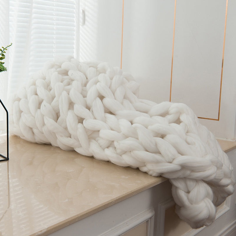 Buy Hand Knitted Thick Acrylic Yarn Chunky Blanket Tight Knit Throw Rug ...