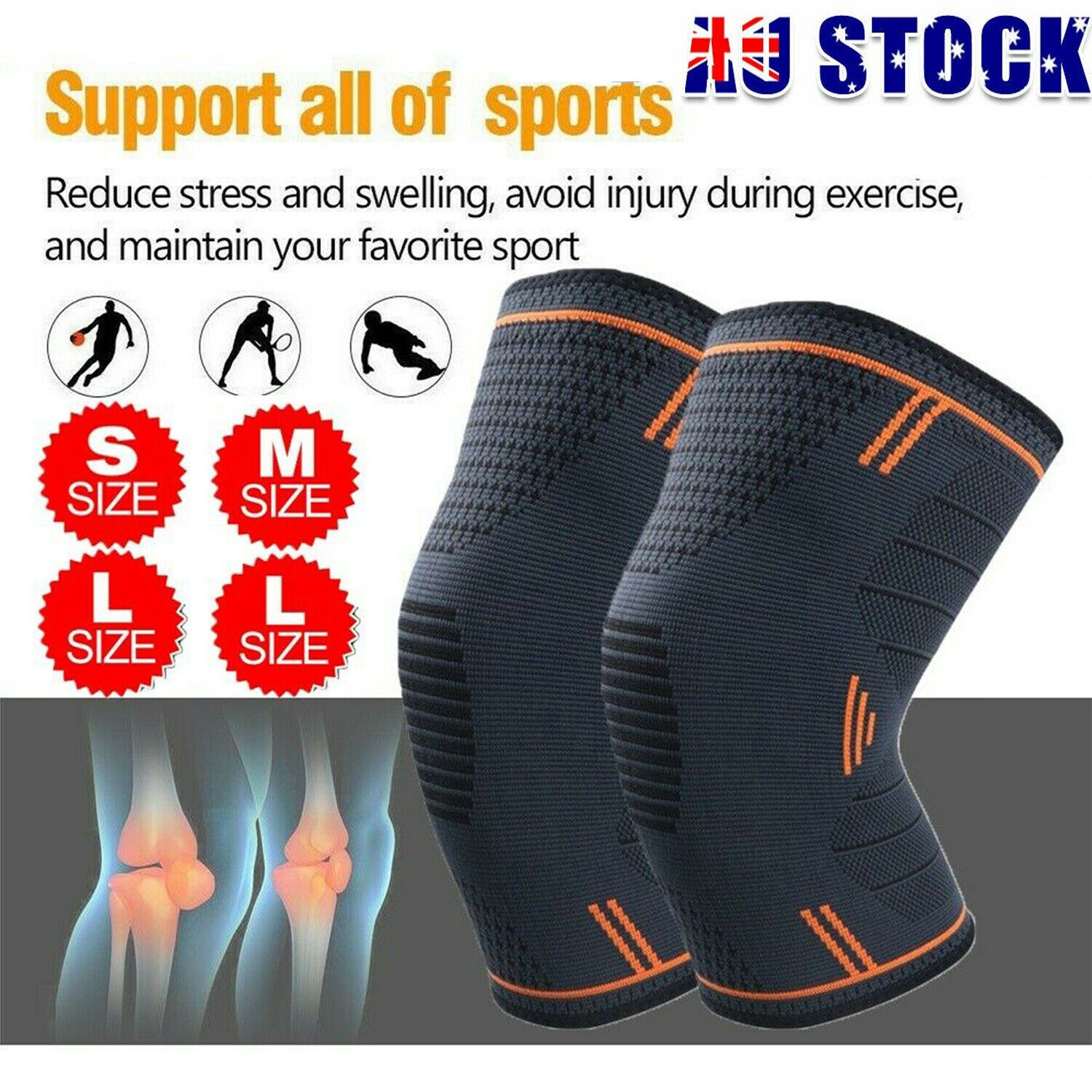 Buy Aolikes Sports Knee Brace Support Sleeve Compression Arthritis Pain ...
