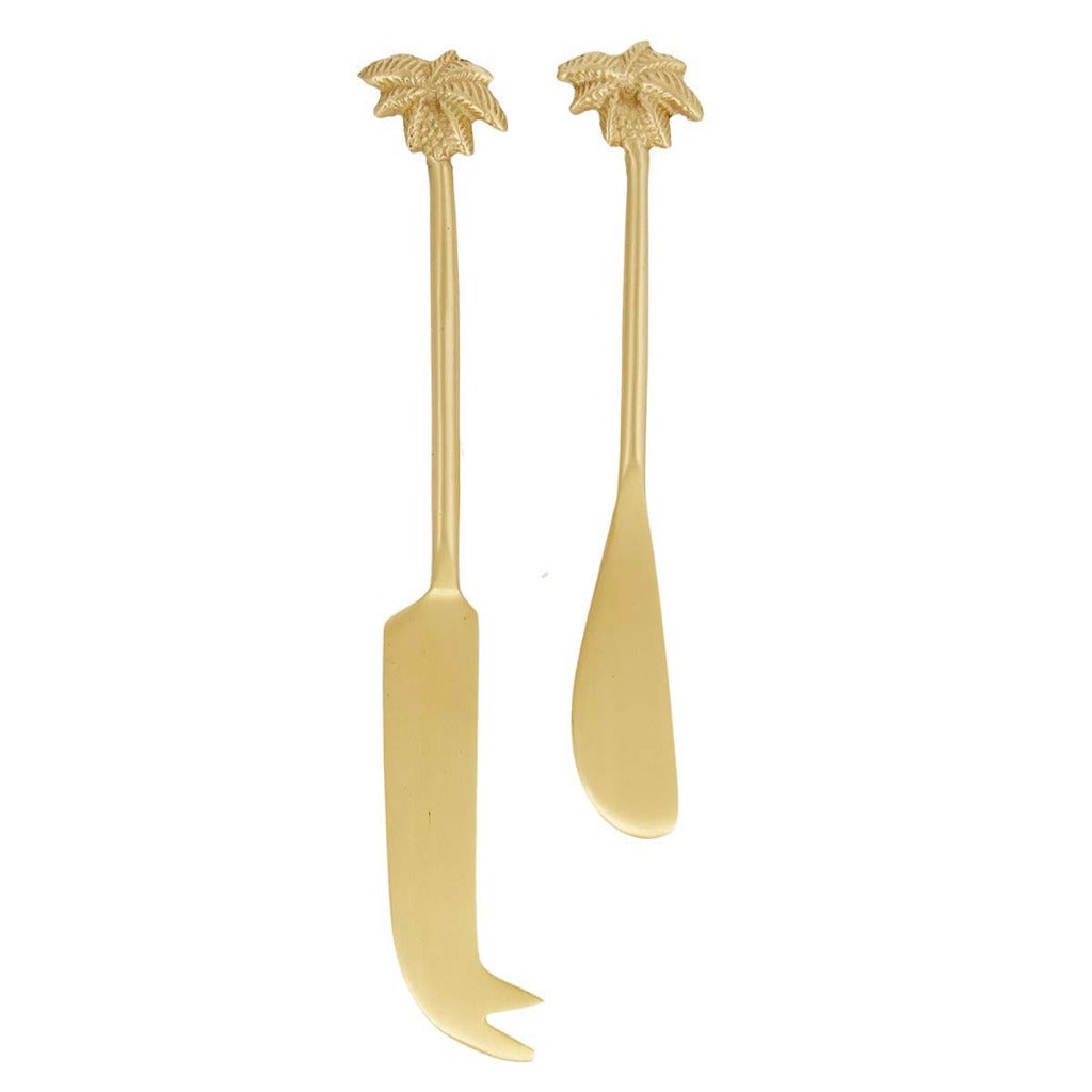 Buy Tropic Brass Palm Cheese Knives - Set of 2 - MyDeal Australia