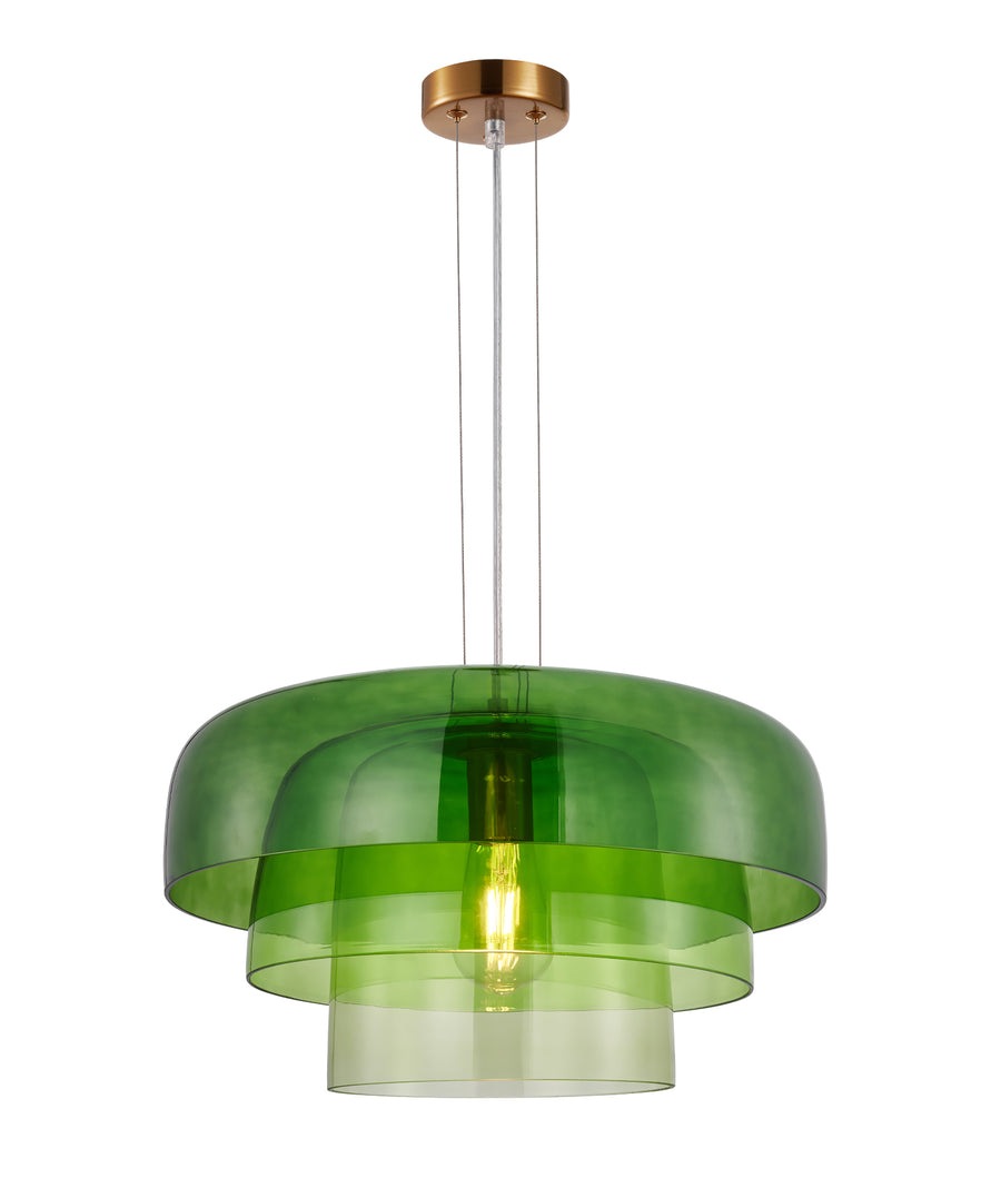 Buy Gelatina Interior 3 Layered Dome Glass with Brass Highlight Pendant ...