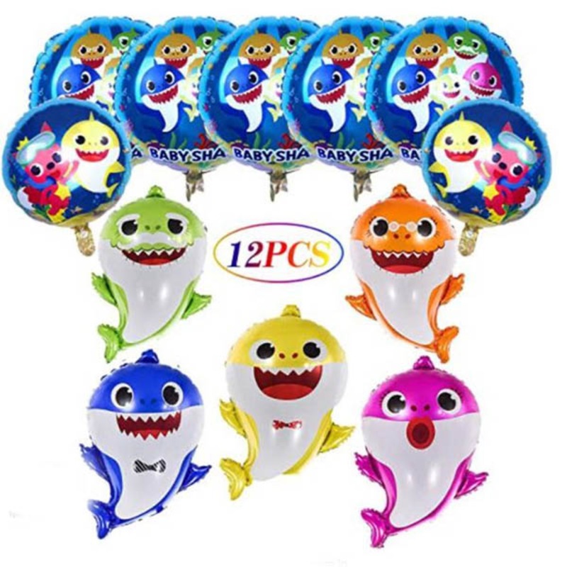 Buy Catzon 12Pcs 25 inch Cute Shark Balloon Helium Shark Family ...