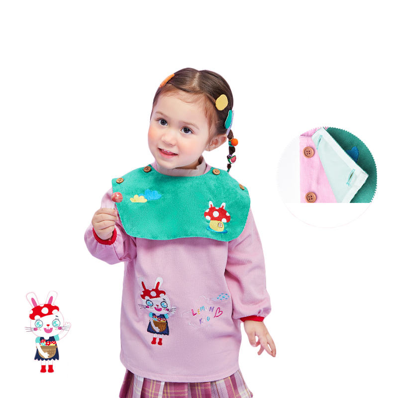Buy Catzon Cartoon Kids Corduroy Smock Detachable Bib for Drawing ...