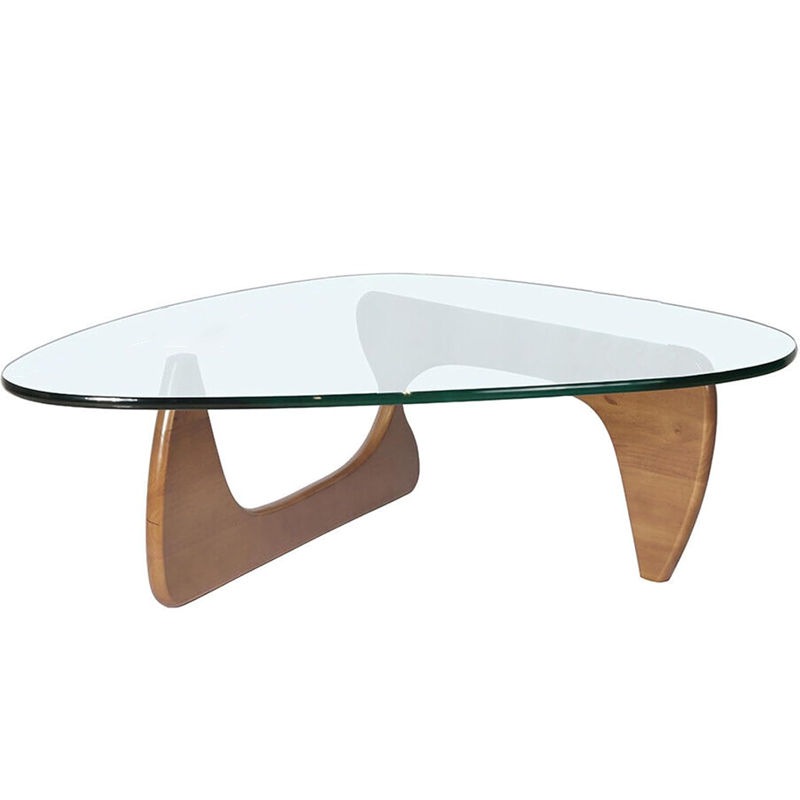Buy Catzon Triangle Glass Coffee Table with Solid Wood Base for Living ...