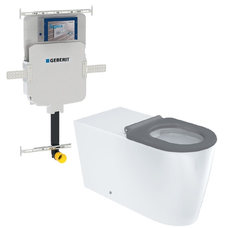 Buy Fienza Isabella Care Wall Faced Toilet Suite (P Trap) Grey Seat ...