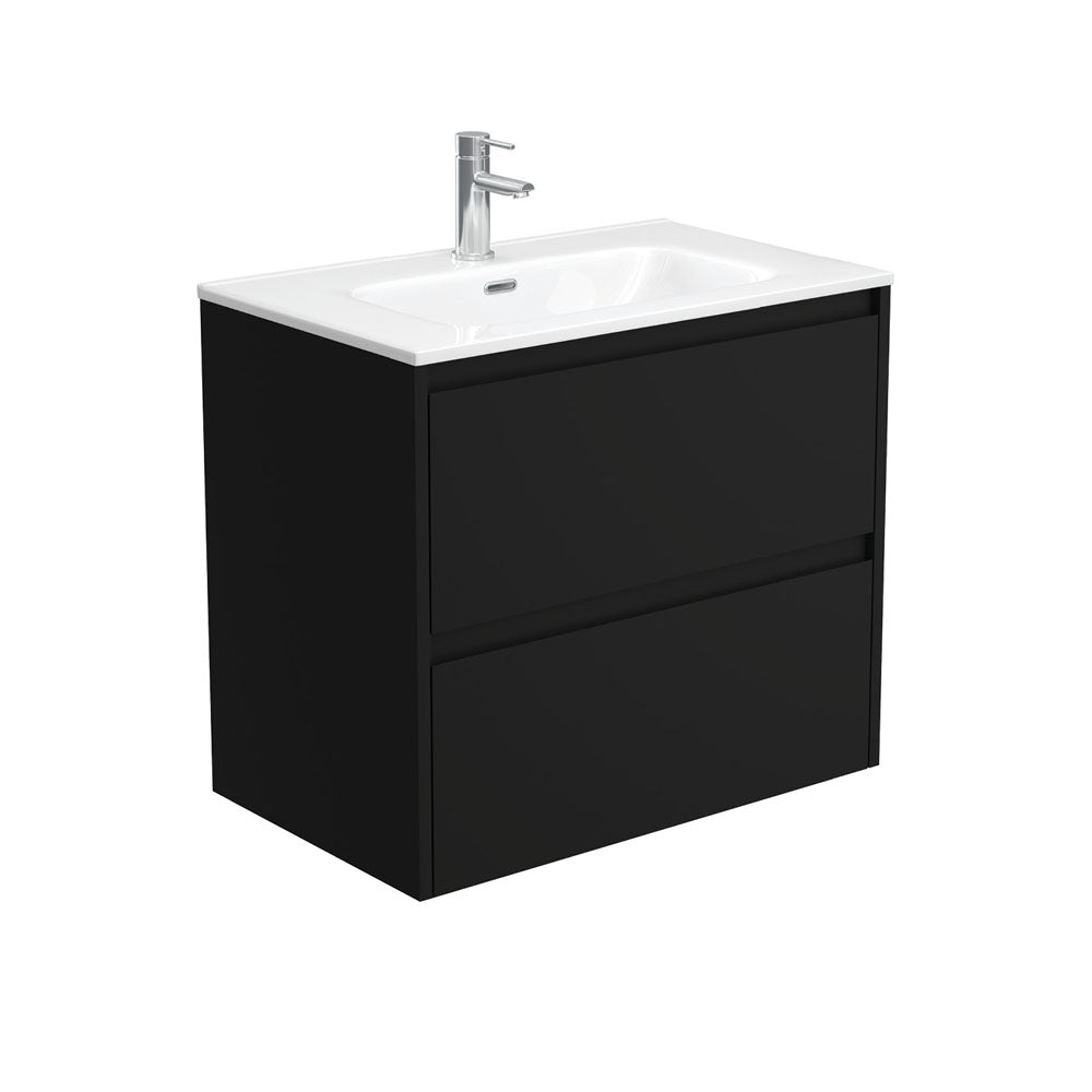 Buy Fienza Joli Vanity 750mm Satin Black Wall Hung 1 Taphole JOL75BB ...