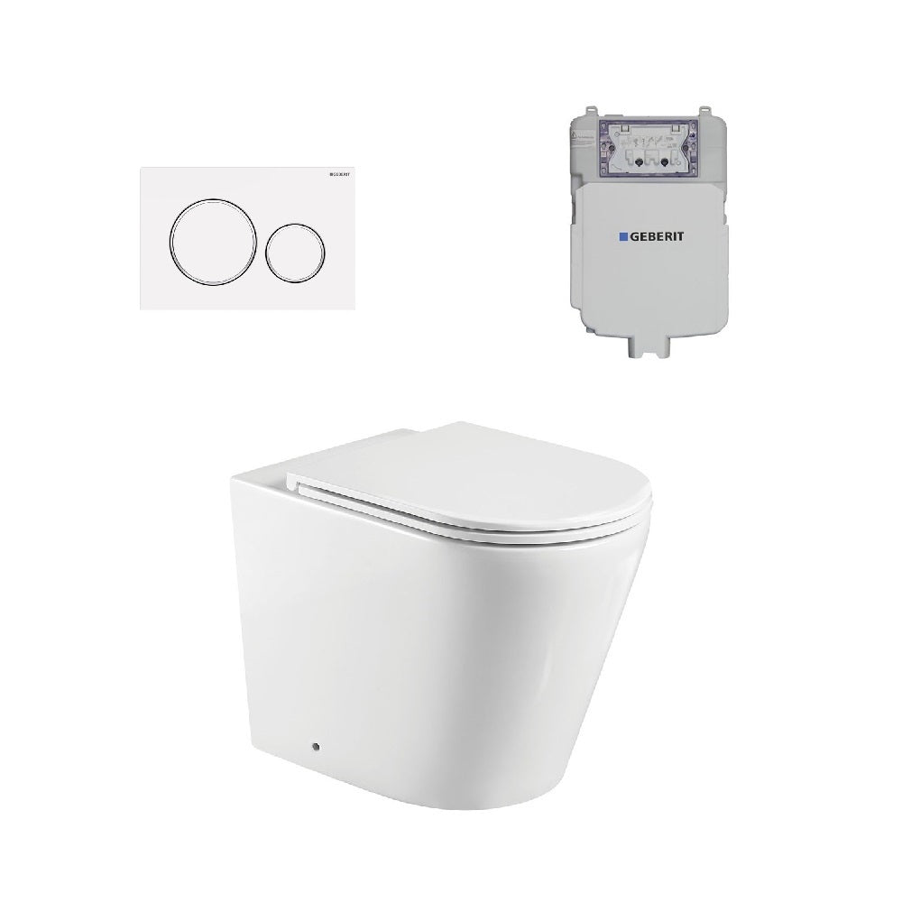 Buy Geberit Toilet Package Isabella Wall Faced Gloss White Pan Slim ...