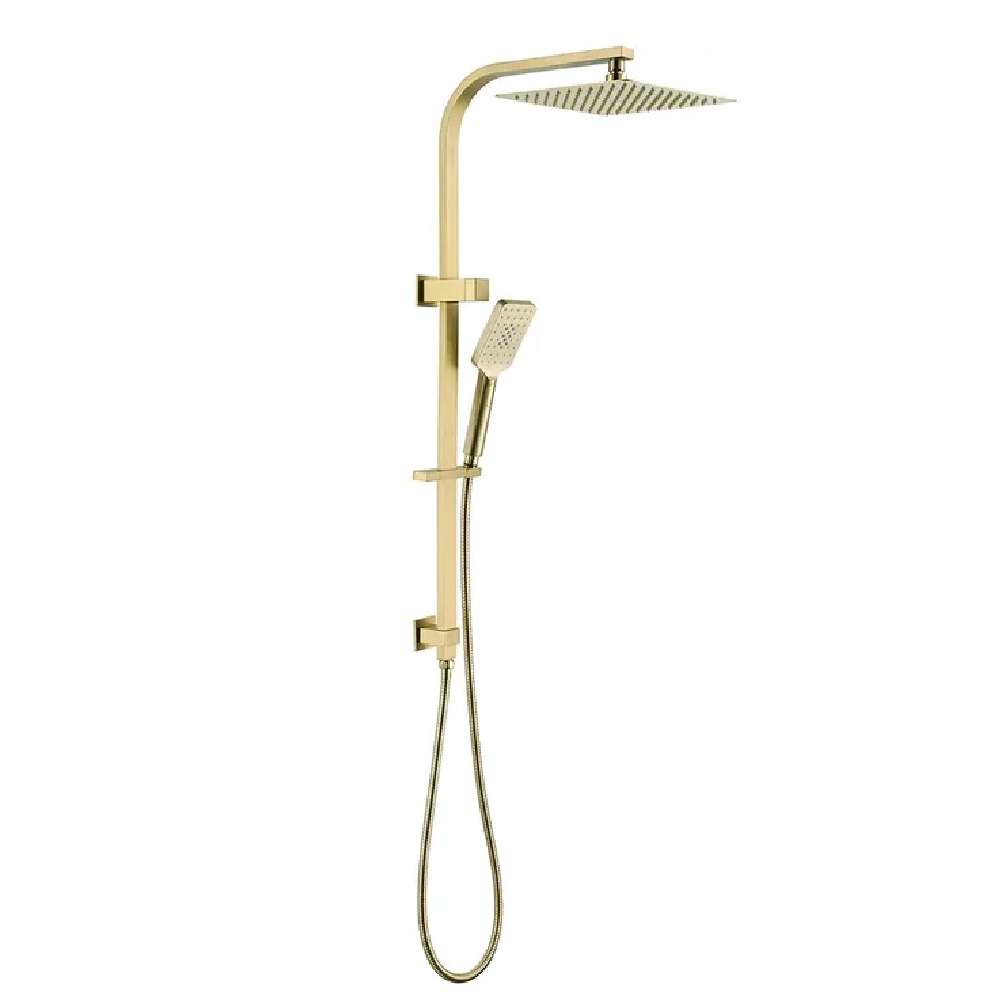 Buy Otti Twin Shower On Rail Square & Shower Head Chrome Brushed Gold ...