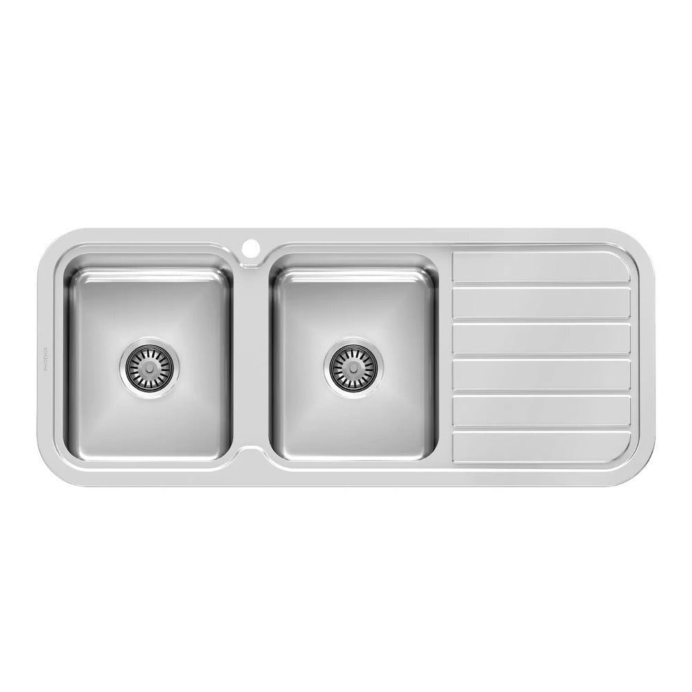 Buy Phoenix Sink 1000 Series Double Left Hand Bowl With Drainer 1 ...