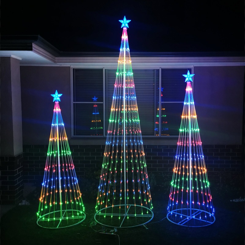 Buy 210cm Cone Tree 246 LED Digitally Animated 24 Functions Multi ...