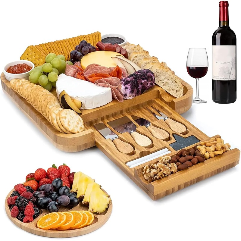 Buy Premium Cheese Board Set - Bamboo Wood Charcuterie Board Set ...