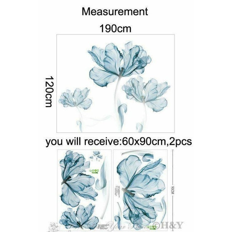 Buy Large Blue Flower Wall Art Stickers - MyDeal