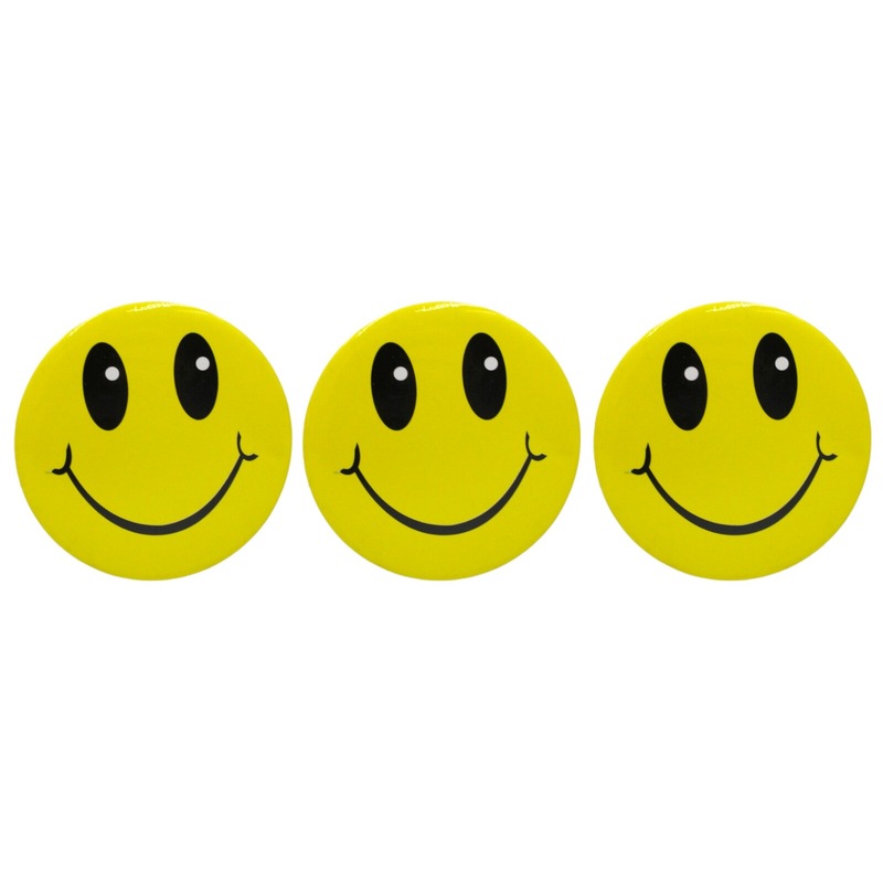 Buy 3 Pack Large Smiley Face Badge Pin Yellow Emoji Emoticon Loot Bag ...
