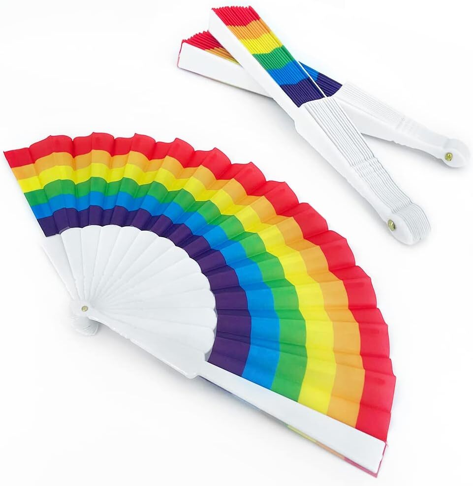 Buy 3 x Rainbow Folding Handheld Fan Pride LGBTQ+ Portable Gift Rave ...