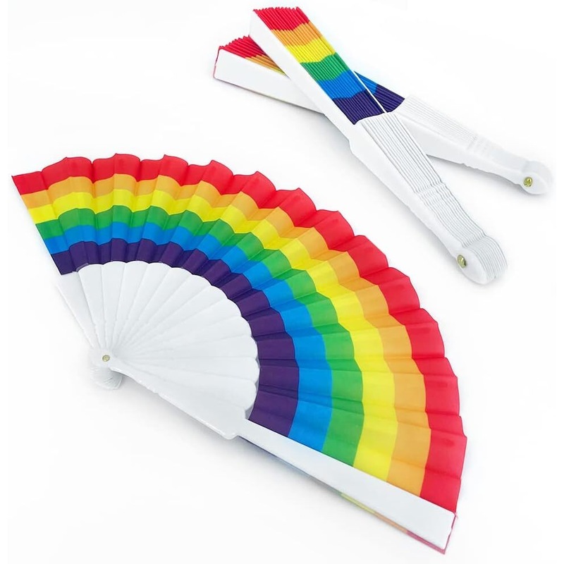 Buy 3 x Rainbow Folding Handheld Fan Pride LGBTQ+ Portable Gift Rave ...