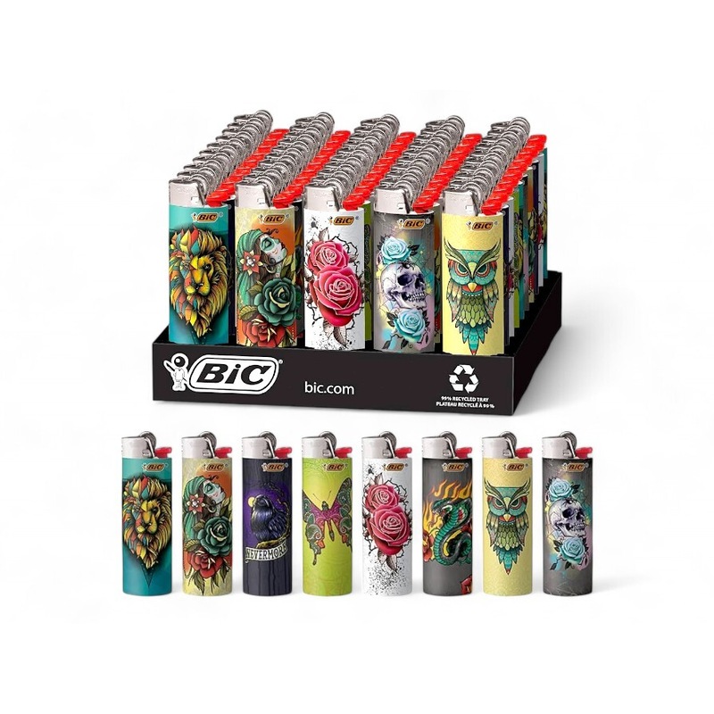 Buy 50x BIC Maxi Tattoo Lighters Various Colour Box J26 - MyDeal