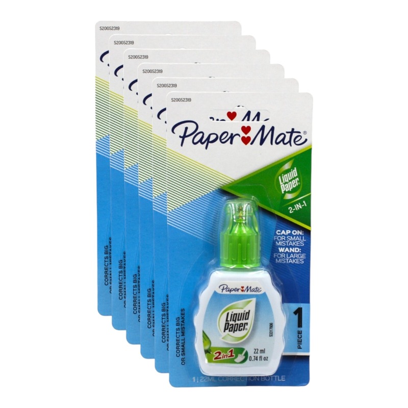 Buy 6 X Paper Mate Liquid Paper 2-in-1 Correction Fluid White Out ...