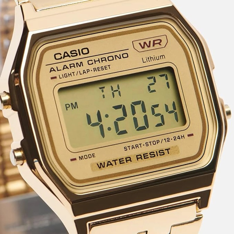 Buy Casio Vintage Gold Plated Stainless Steel Band A158Wetg-9A Digital ...