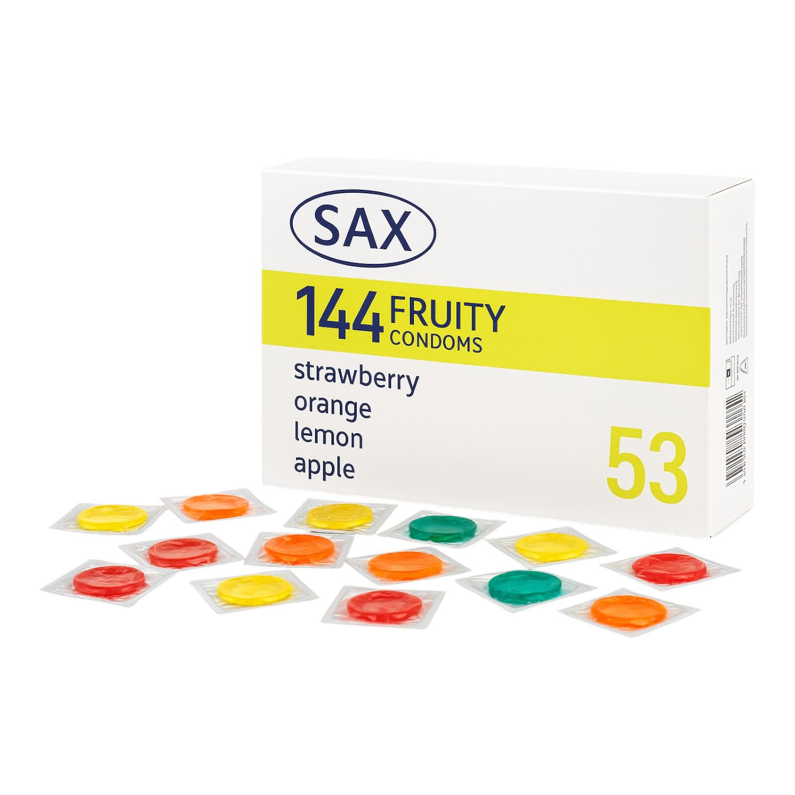Buy 144 Pack SAX Fruity Flavoured Condoms Apple Strawberry Orange Lemon ...
