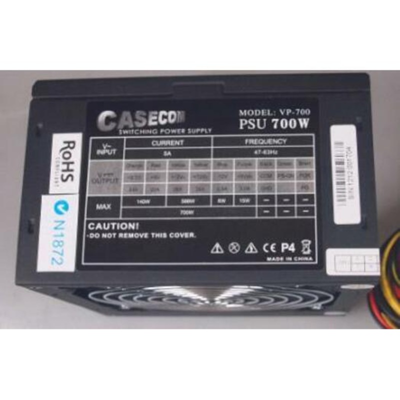 Buy CASECOM 700W ATX PSU 120mm FAN 2 ATX PSU Years Warranty - MyDeal