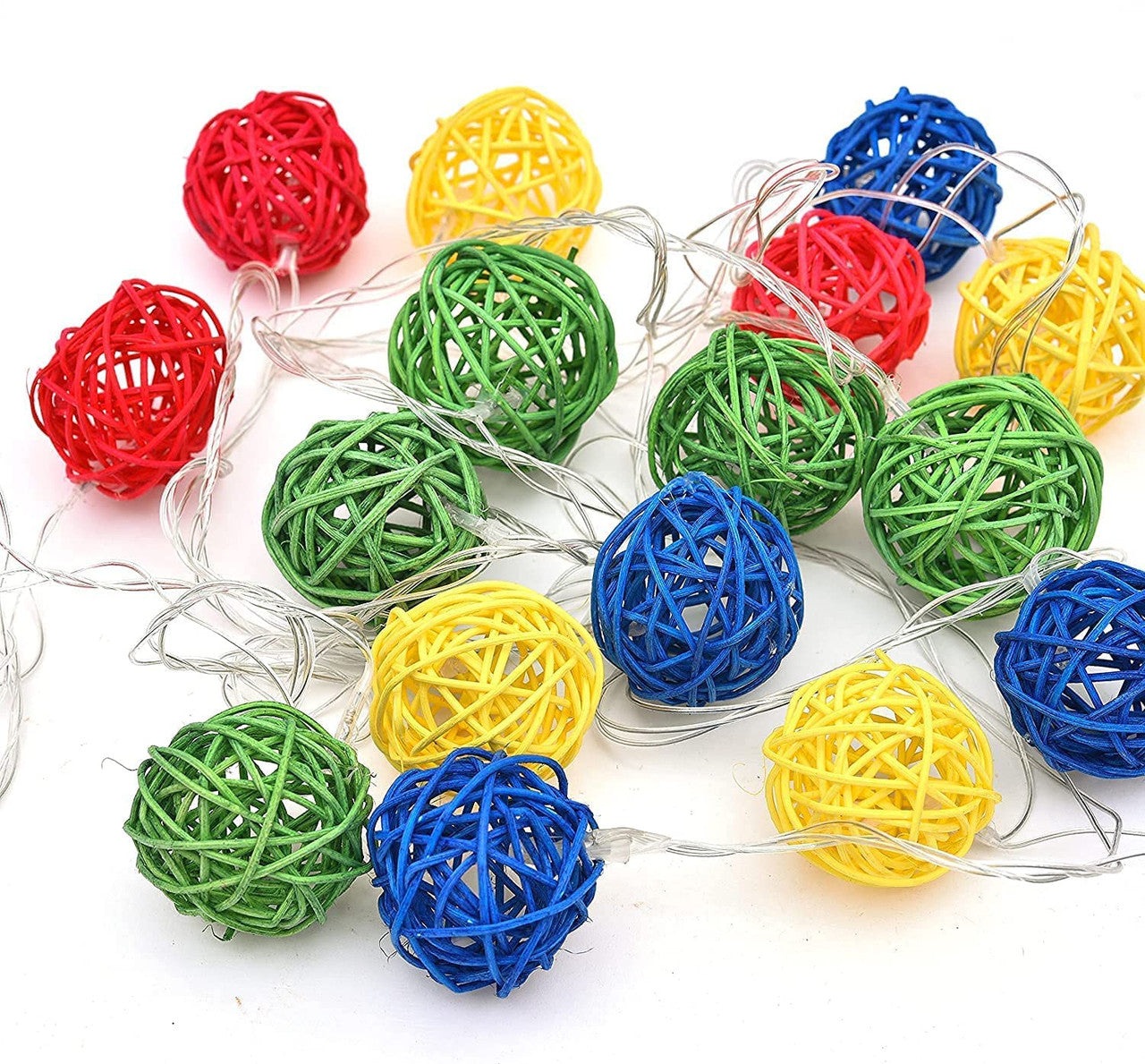Buy 1 Set Of Multi Coloured 5Cm Rattan Cane 50 Ball Battery Powered ...