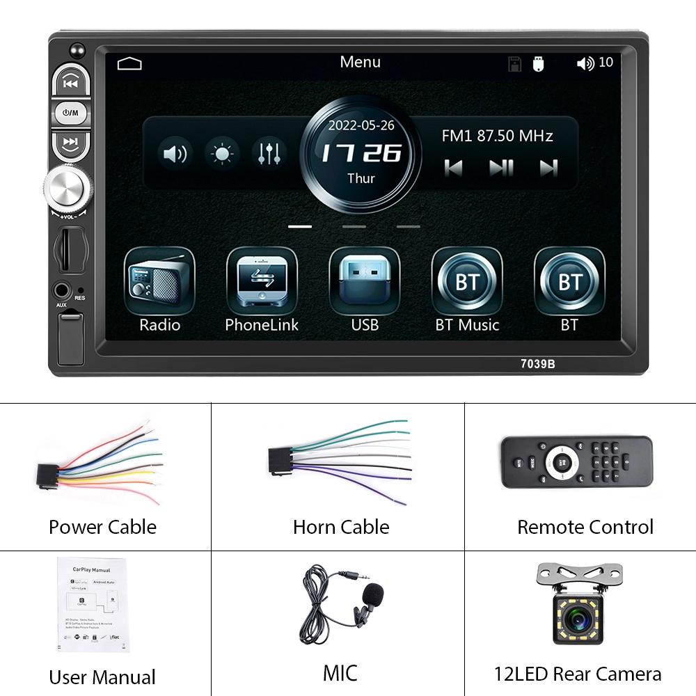 Buy 7 Inch Mp5 Bluetooth Carplay Player With Reversing Camera + 12 ...
