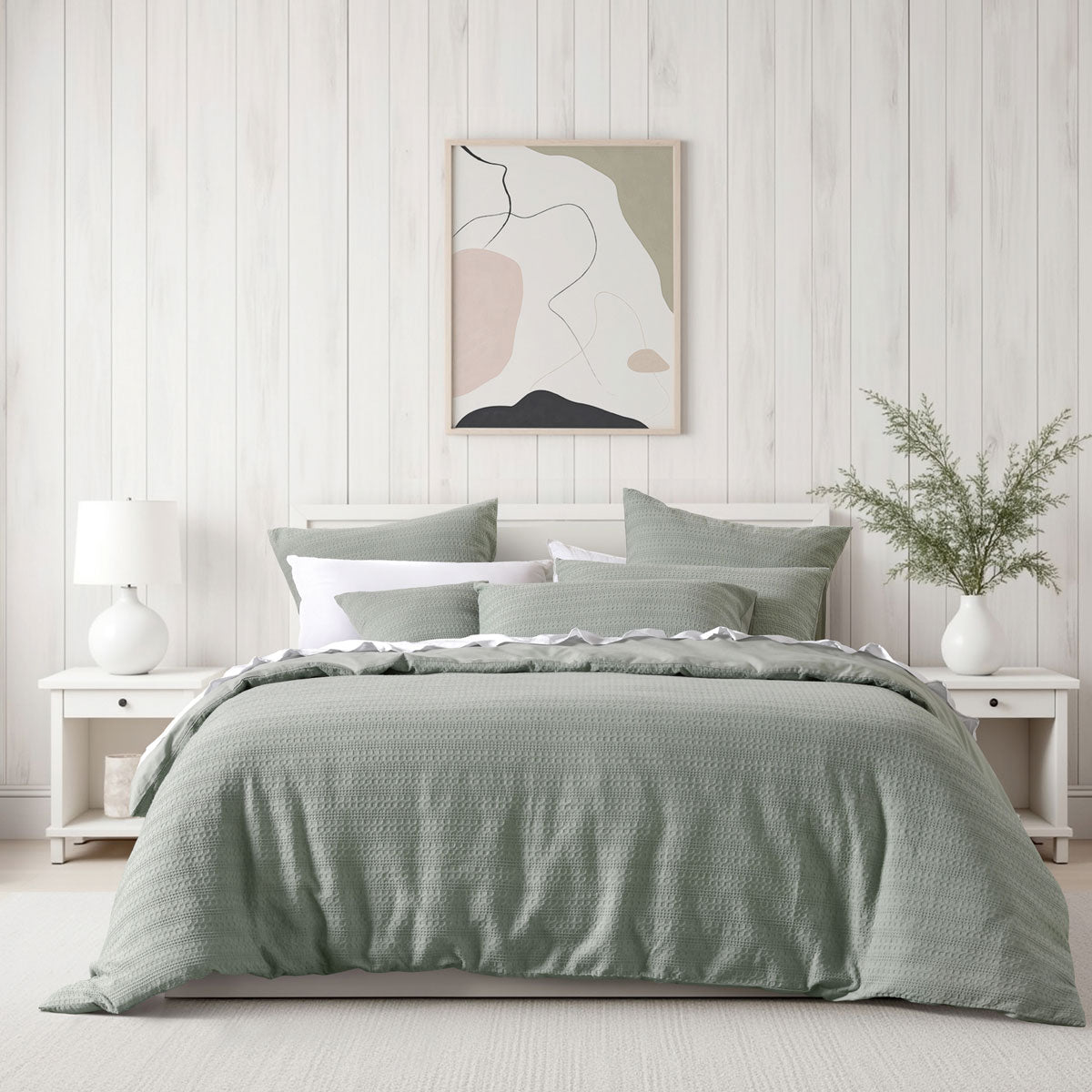 Buy Bianca Kahlani Sage Waffle Quilt Cover Set Double Quilt Covers ...