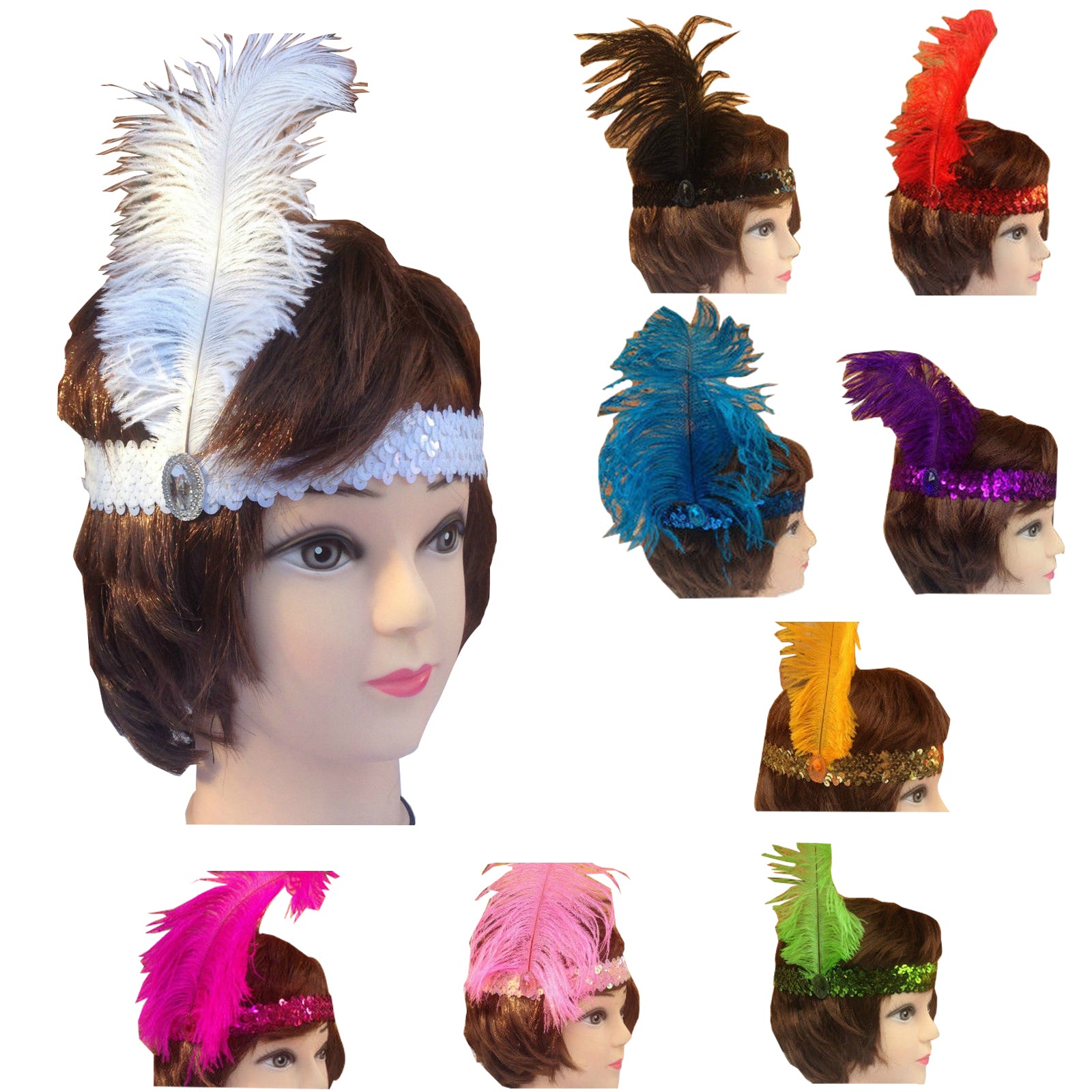 Buy Br Costumes 12X 1920S Flapper Headband Headpiece Feather Sequin ...